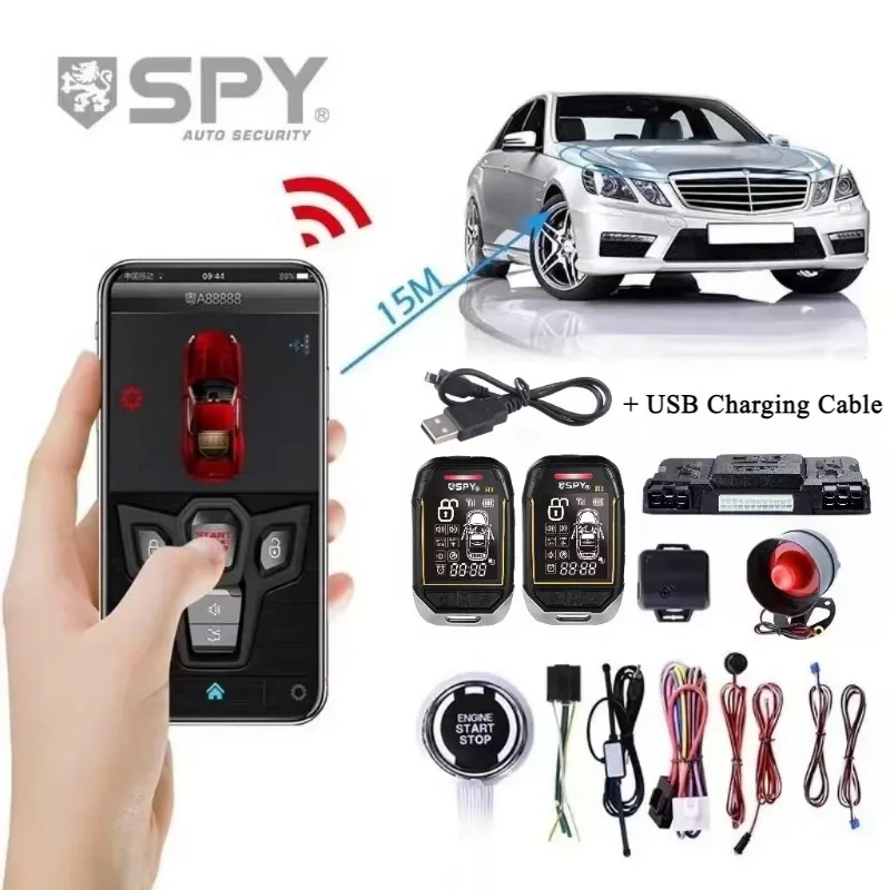 SPY 2 Way Car Alarm System PKE Rechargeable Car Remote Control Keyless ...