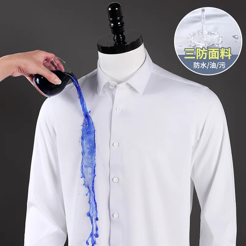 Camisa-branca-de-manga-comprida-masculina-imperme-vel-suja-hidrof-bica ...