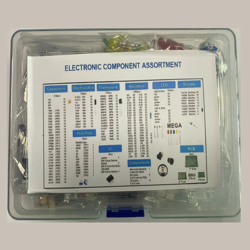 1900pcs Electronic Components Kit Common Capacitors Resistors ...