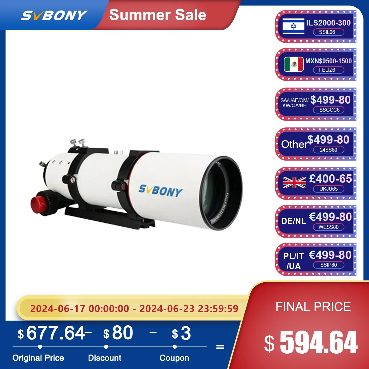 SVBONY-SV550-Telescope-80ED-F6-Telescope-OTA-Focal-Length-480mm-for ...
