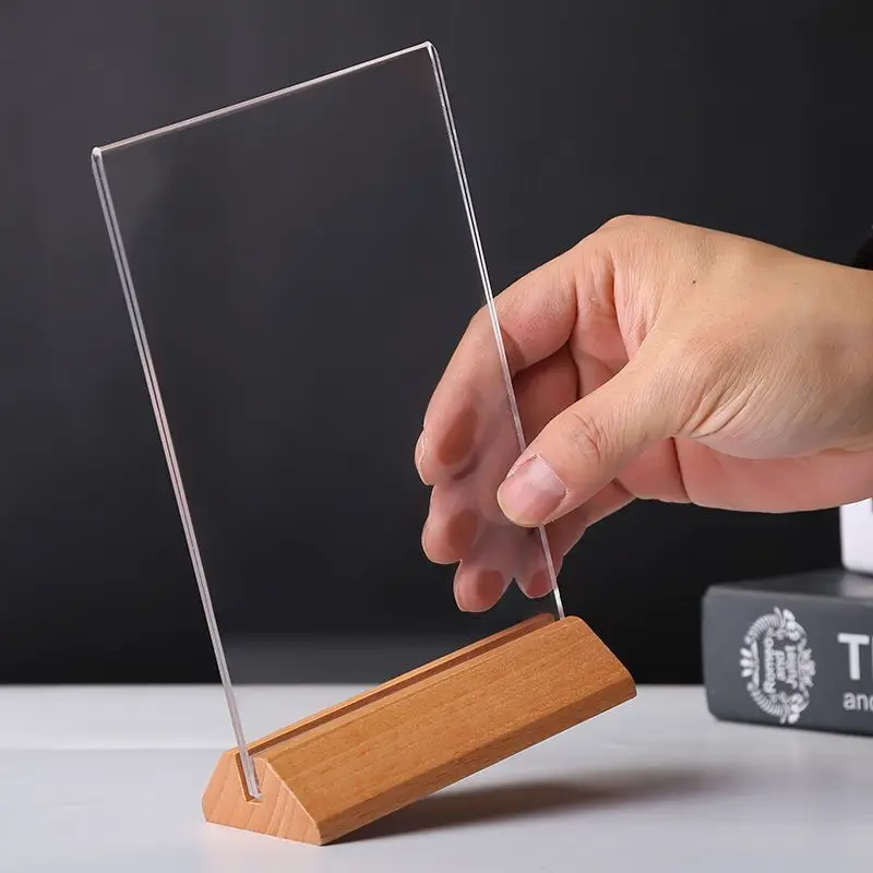 4 Pieces A5 148x210mm Wooden Acrylic Sign Holder Display Stand ...