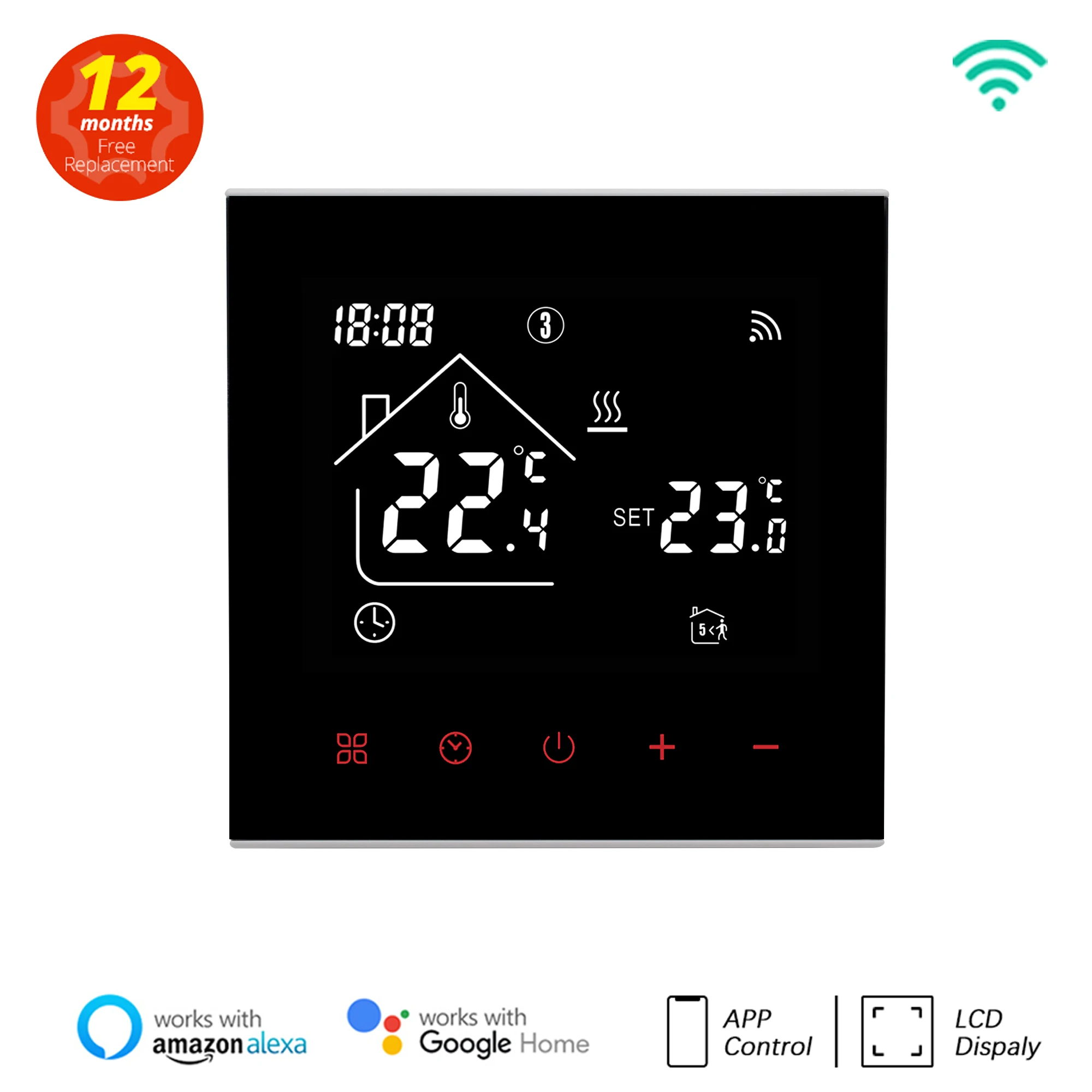 Tuya WiFi Smart Thermostat LCD Display Touch Screen for Electric Floor Heating Water/Gas Boiler ...