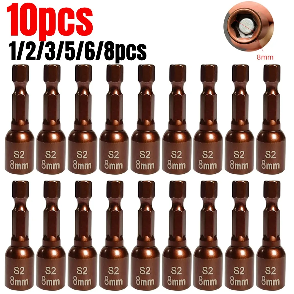10-1pcs-8mm-Magnetic-Nut-Screwdriver-Socket-Bits-Hex-Shank-Driver ...