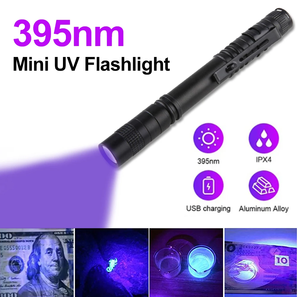 395nm-3W-Pen-Flashlight-Portable-LED-Ultraviolet-Torch-IPX4-Waterproof ...