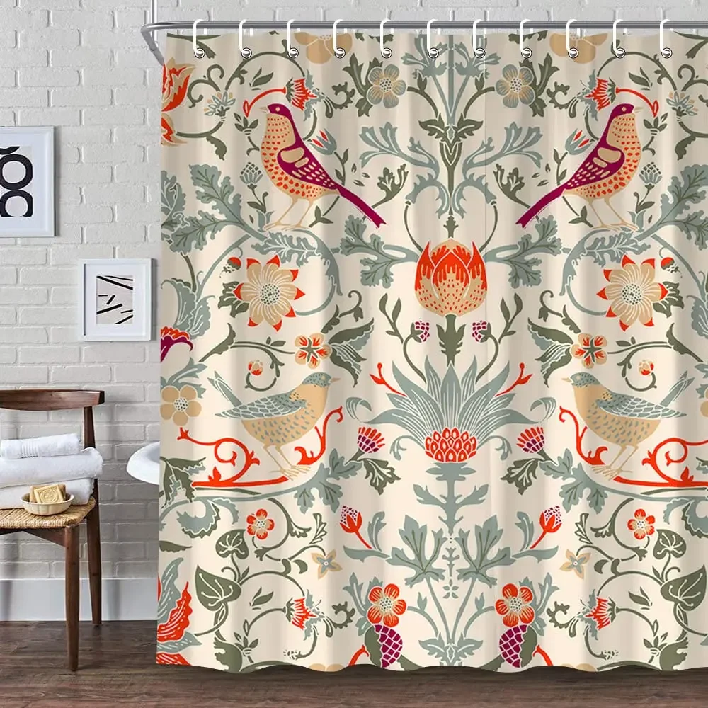 William Morris Shower Curtain,Green Shower Curtain Set for Bathroom ...