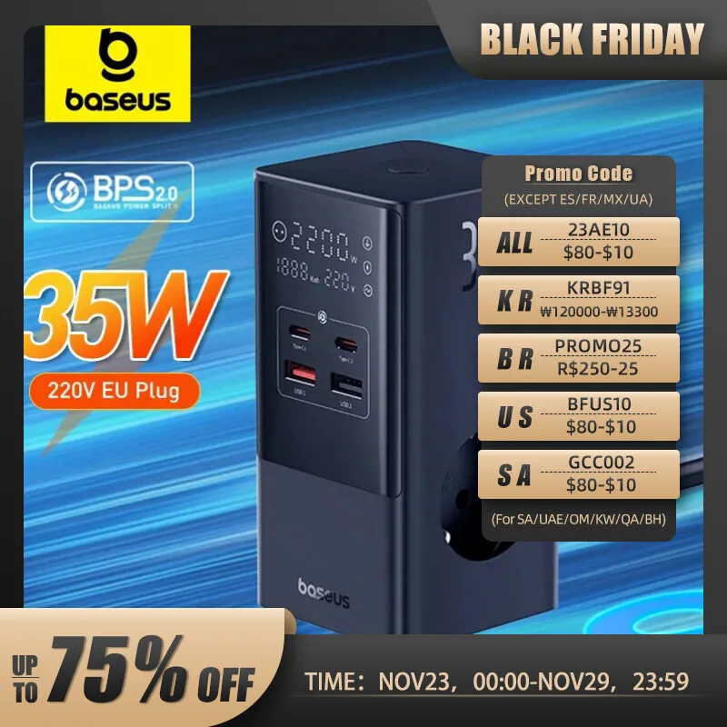 Baseus-35W-Fast-Charger-7-in-1-Power-Strip-Desktop-Charging-Station ...