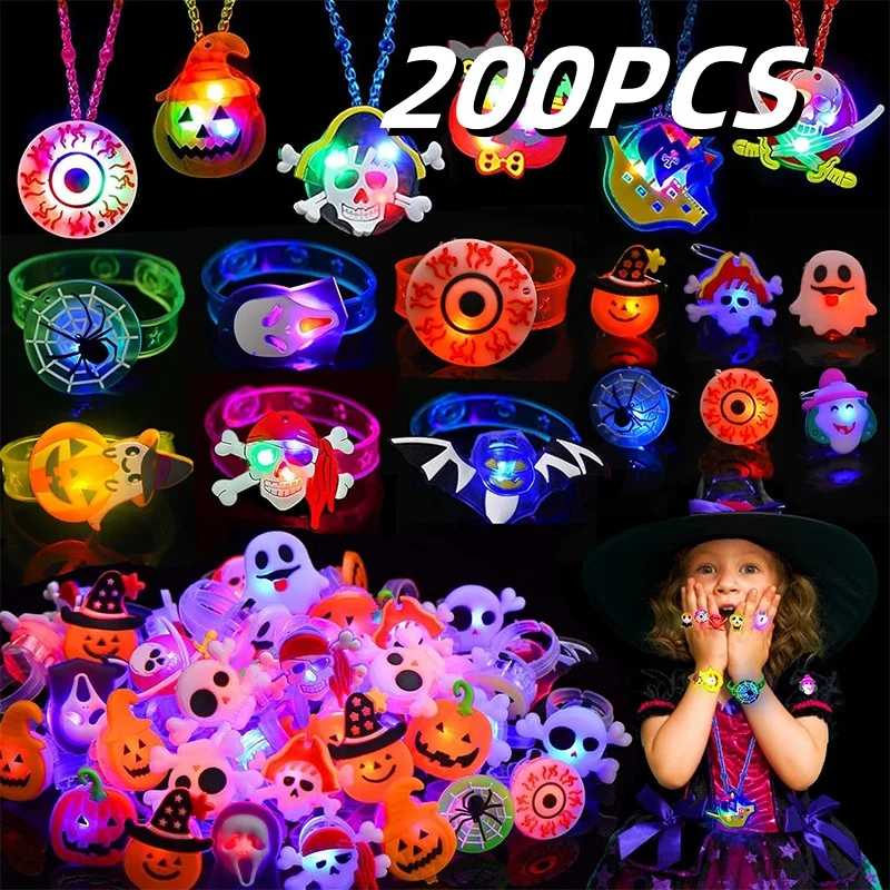 200pcs-Nighttime-Glowing-Rings-Horror-Flash-Props-Atmosphere-Halloween ...