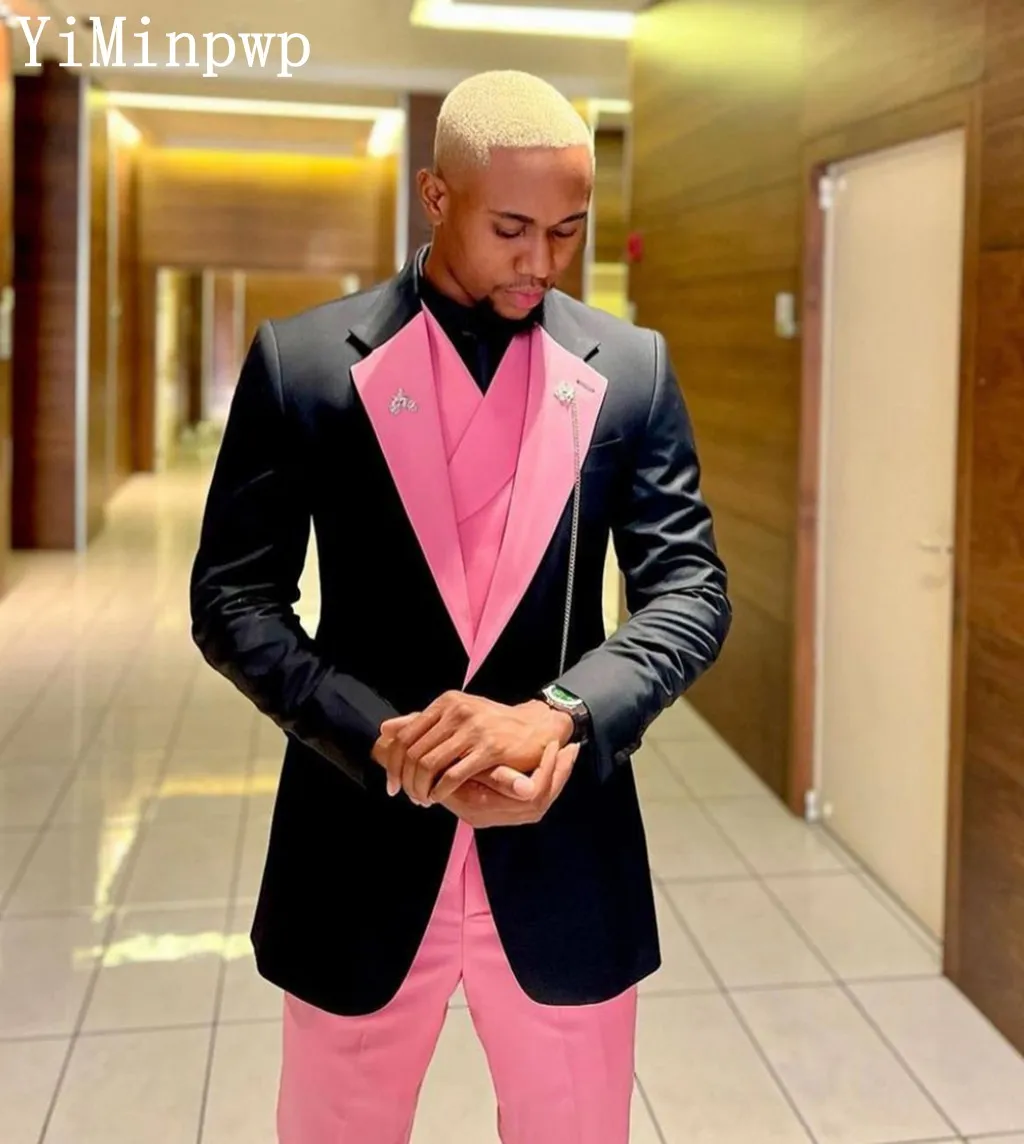 Black And Pink Suit Men