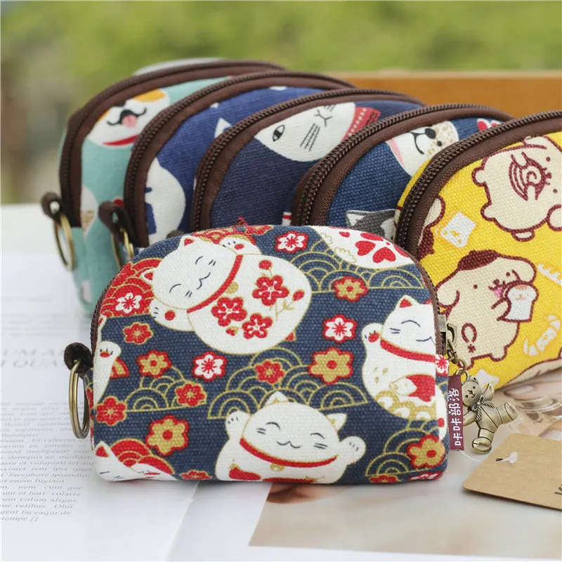 Cartoon-Cute-Print-Mini-Purse-Semicircular-Square-Women-Short-Hand-held ...