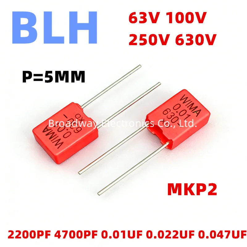5PCS WIMA RED MKP2 Film Capacitor Hi-Fi Audio P5 5MM 63V 100V 250V 630V ...