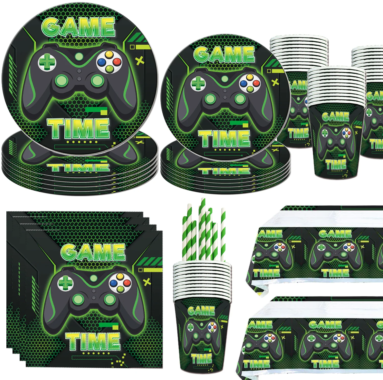 Hot-Video-Game-Birthday-Party-Decoration-Disposable-Tableware-Game-on ...