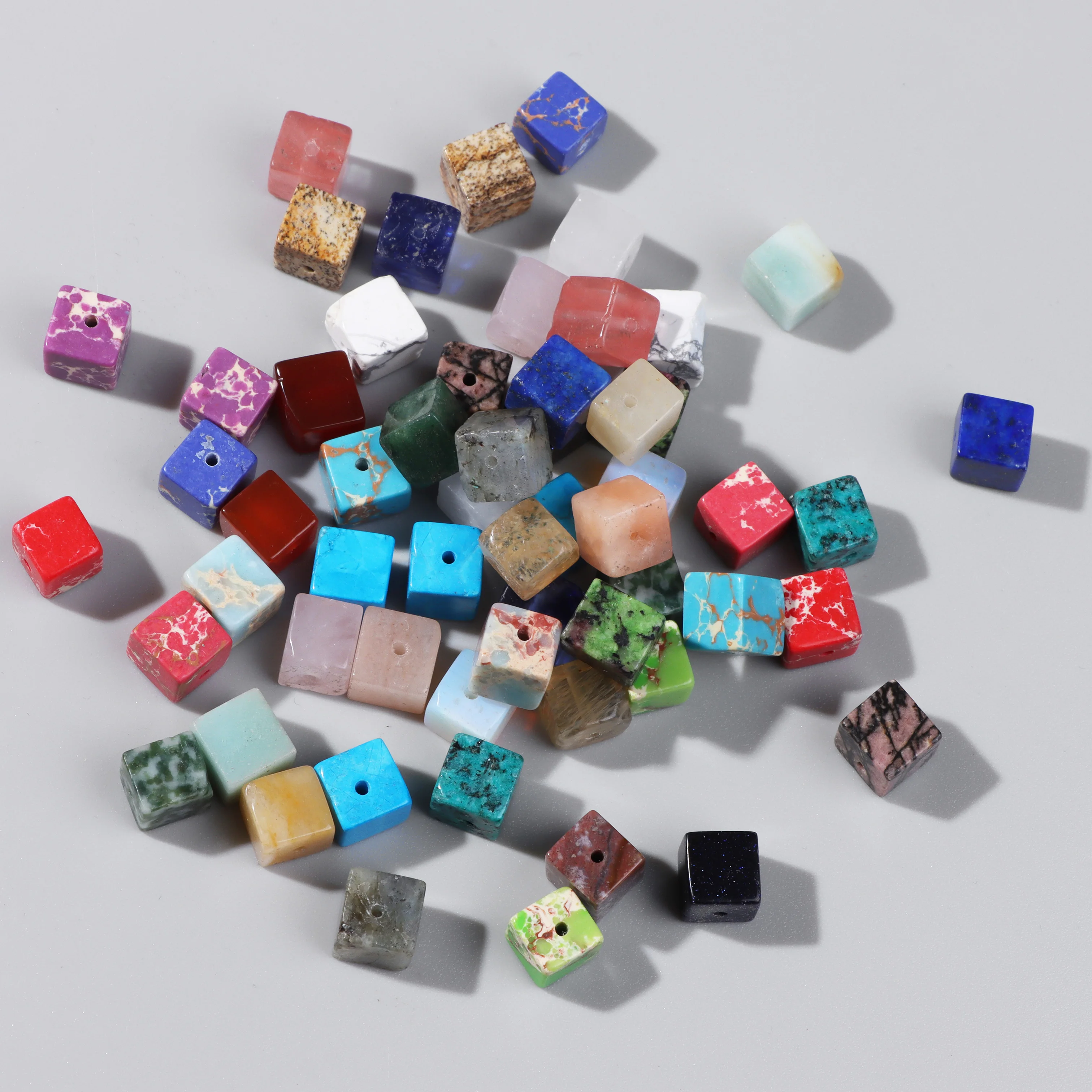 Natural Cube Square Stone Beads 4/6/8mm Loose Agates Jades Spacer Beads ...