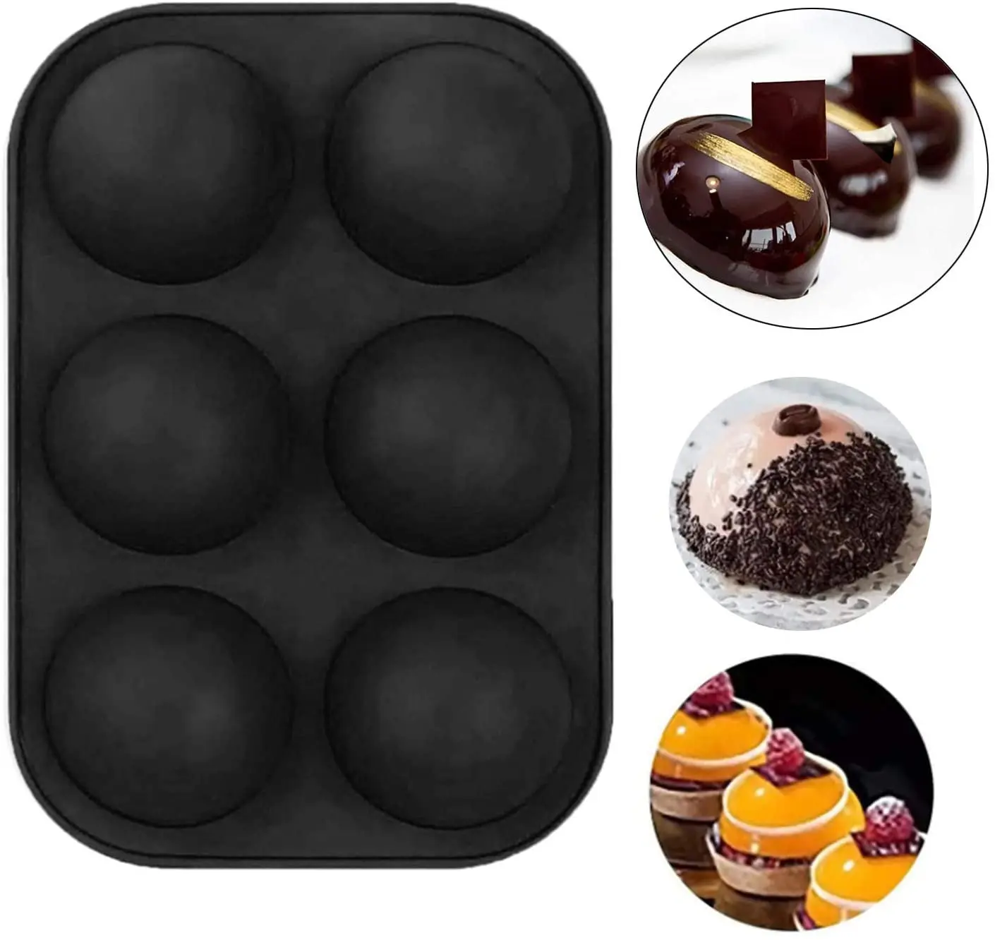 6-Cavity-Half-Sphere-Circle-Silicone-mold-Chocolate-Sphere-Cake-Mould ...
