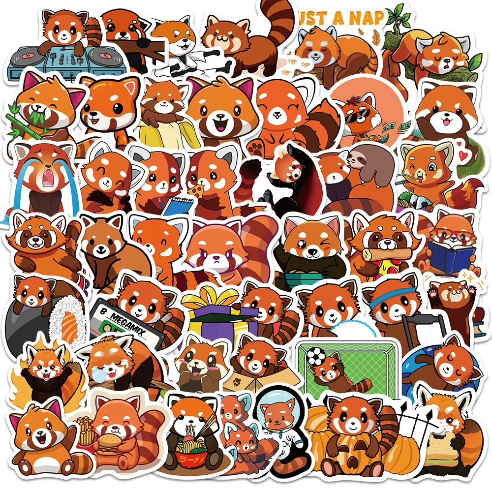 50PCS-Cute-Red-Panda-Stickers-Turning-Decal-Sticker-for-Luggage-Laptop ...