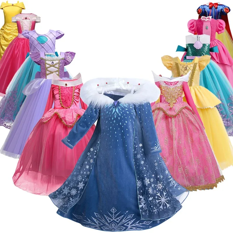 Vestido-de-princesa-Elsa-bella-melocot-n-para-ni-as-disfraces-de-pel ...