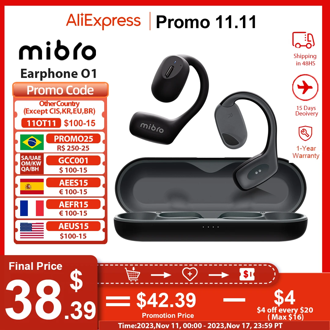Mibro-O1-Sport-Open-Earbuds-Bluetooth-5-3-Fone-de-ouvido-sem-fio-800mAh ...