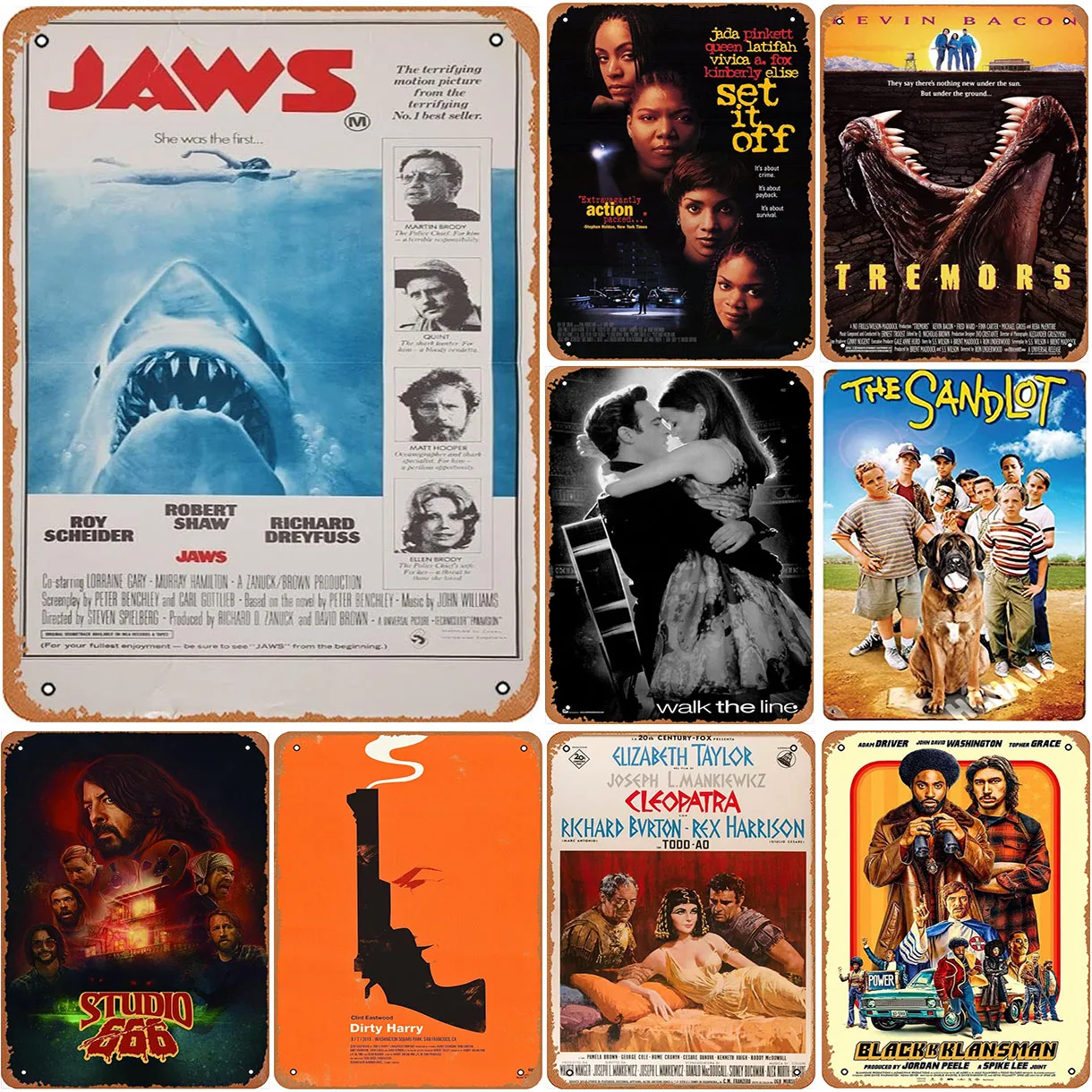 Affiche-de-Film-Vintage-en-M-tal-18-Signes-Jaws-Tremors-Halloween-pour ...