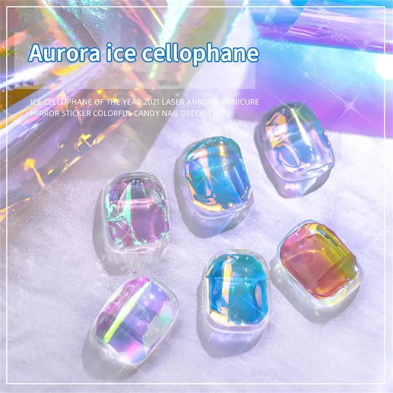 1 Bottle Aurora Nail Art Glass Foil Film DIY Cellophane Paper Ice Cube ...