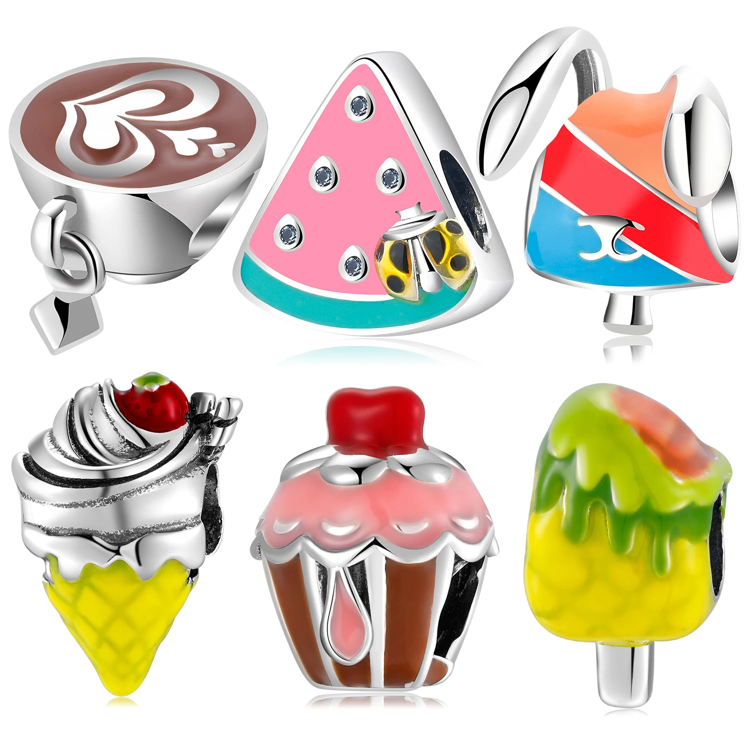 Afternoon-Tea-Series-925-Silver-Coffee-Cup-Dessert-Enamel-Beads-Pendant ...