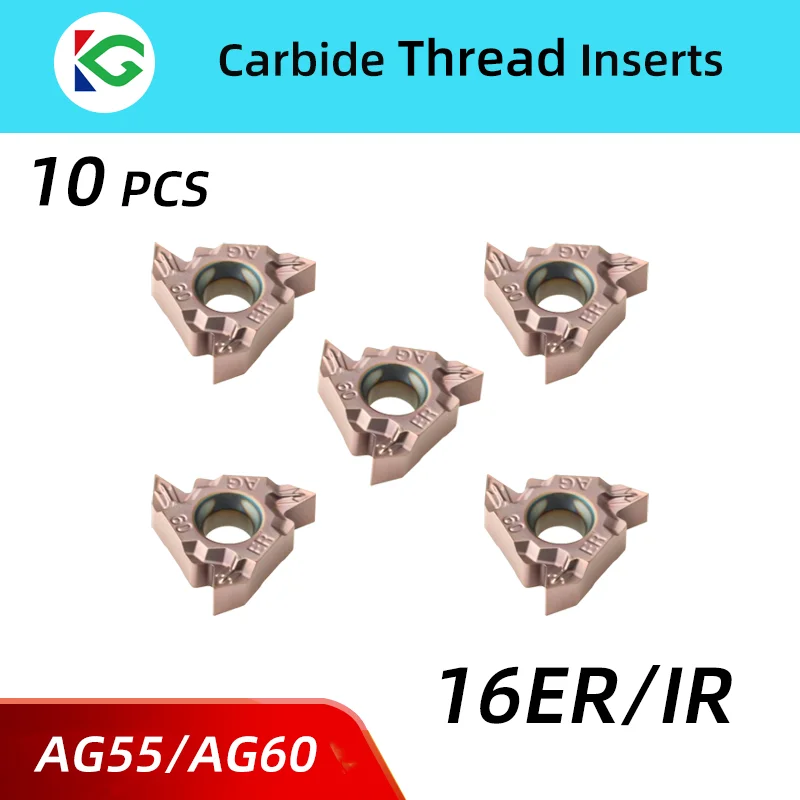 10pcs 16Er Ag60 Ag55 16Ir Carbide Inserts Turning General Pitch Thread ...
