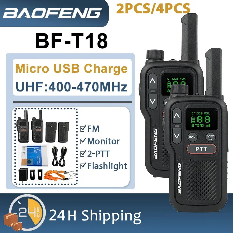 Baofeng-BF-T18-Mini-Walkie-Talkie-UHF-400-470MHz-carga-Micro-USB-FM ...