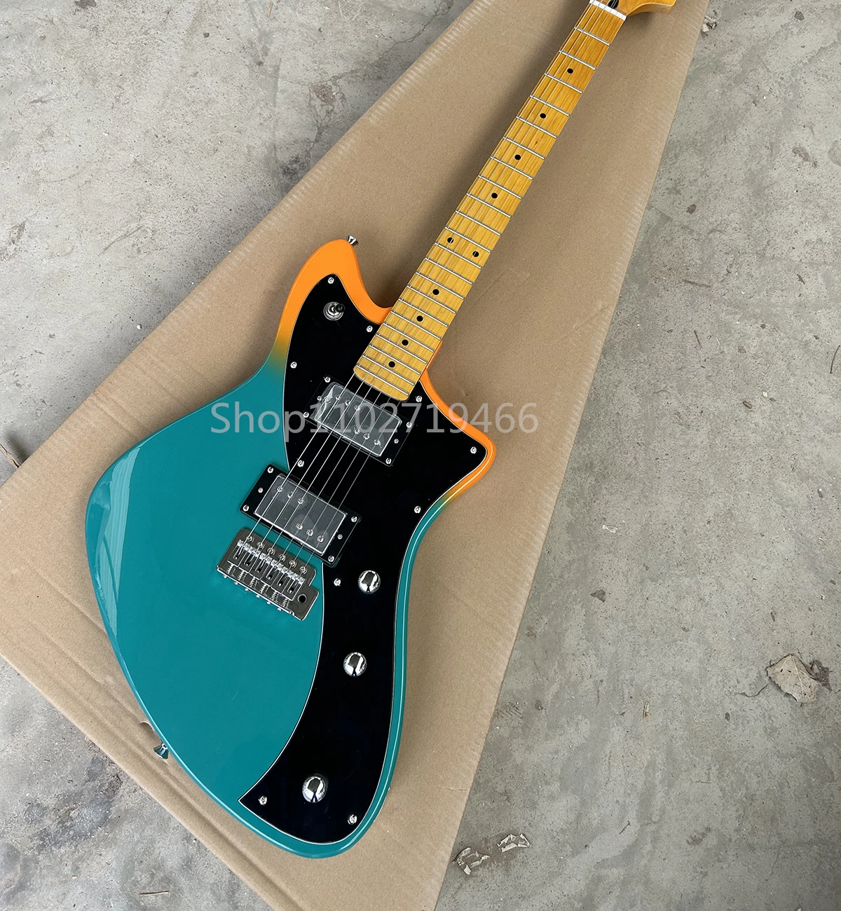 Factory Orange Green 6 Strings Electric Guitar Maple Fretboard Black Pickguard Customizable ...