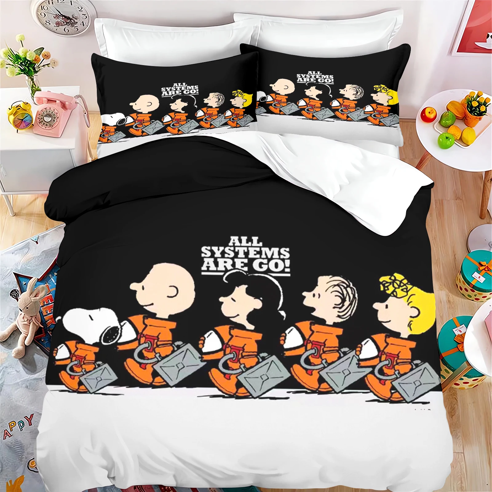 Cartoon-Duvet-Cover-Set-Children-Snoopy-Quilt-Comforter-King-Size ...