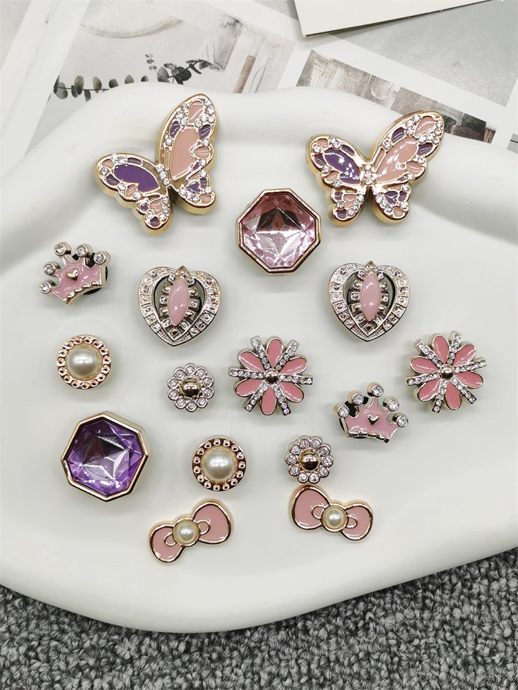 16PCS Resin Crown Shoe Charms Accessories Rhinestone Flower Shoes ...