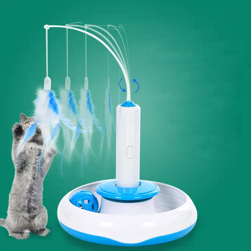 Electronic Motion Toy for Cats Funny Cat Stick Interactive Rotating Toy ...