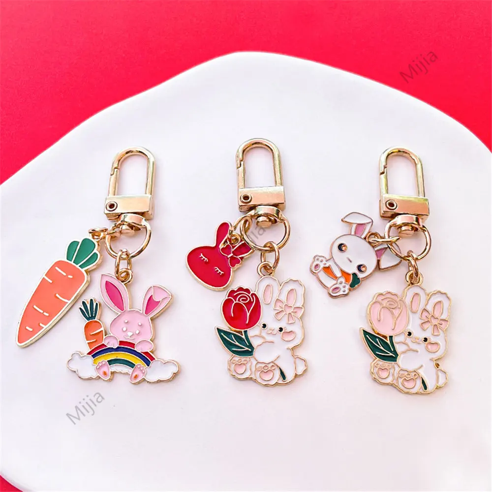 Cute-Cartoon-Rabbit-Keychain-Carrot-Rose-Bunny-Animal-Car-Keyring-Bag ...
