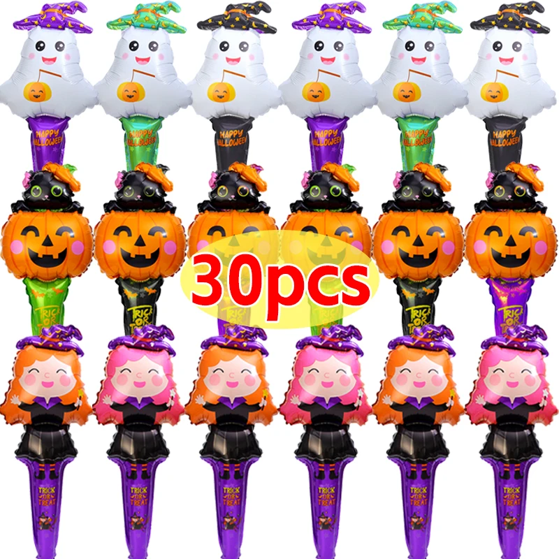 30-10pcs-Halloween-Pumpkin-Ghost-Witch-Balloon-Sticks-Large-Aluminum-Film-Inflatable-Balloons ...