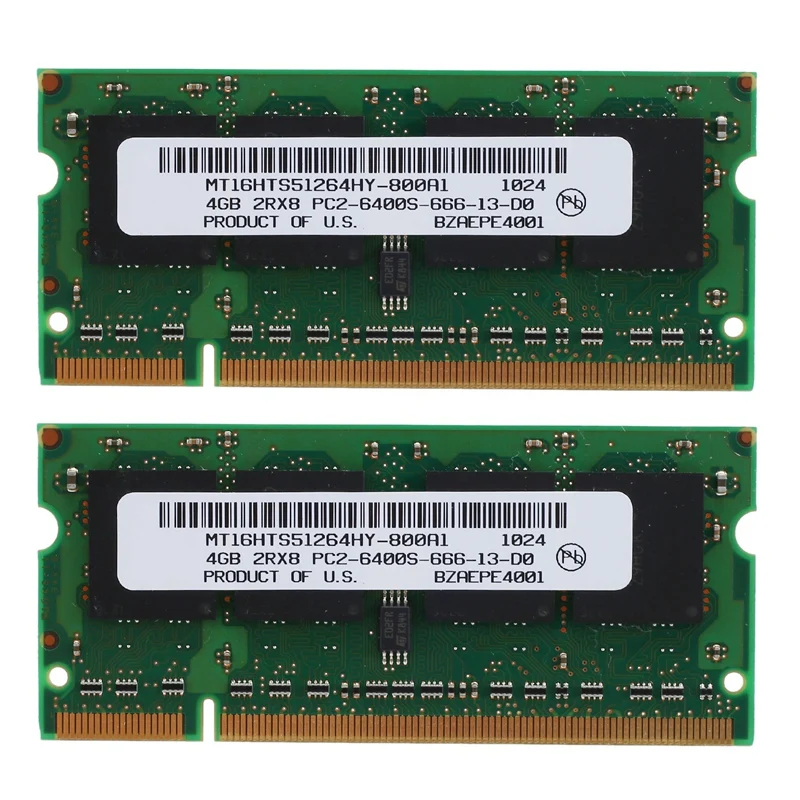 NEW-2PCS DDR2 4GB Laptop Ram 800Mhz PC2 6400 SODIMM 2RX8 200 Pins For ...
