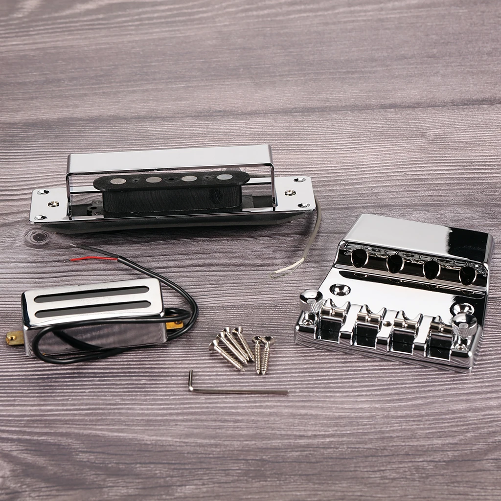 4-String Electric Bass Bridge & Pickup Set - Neck Bridge, Pickup ...