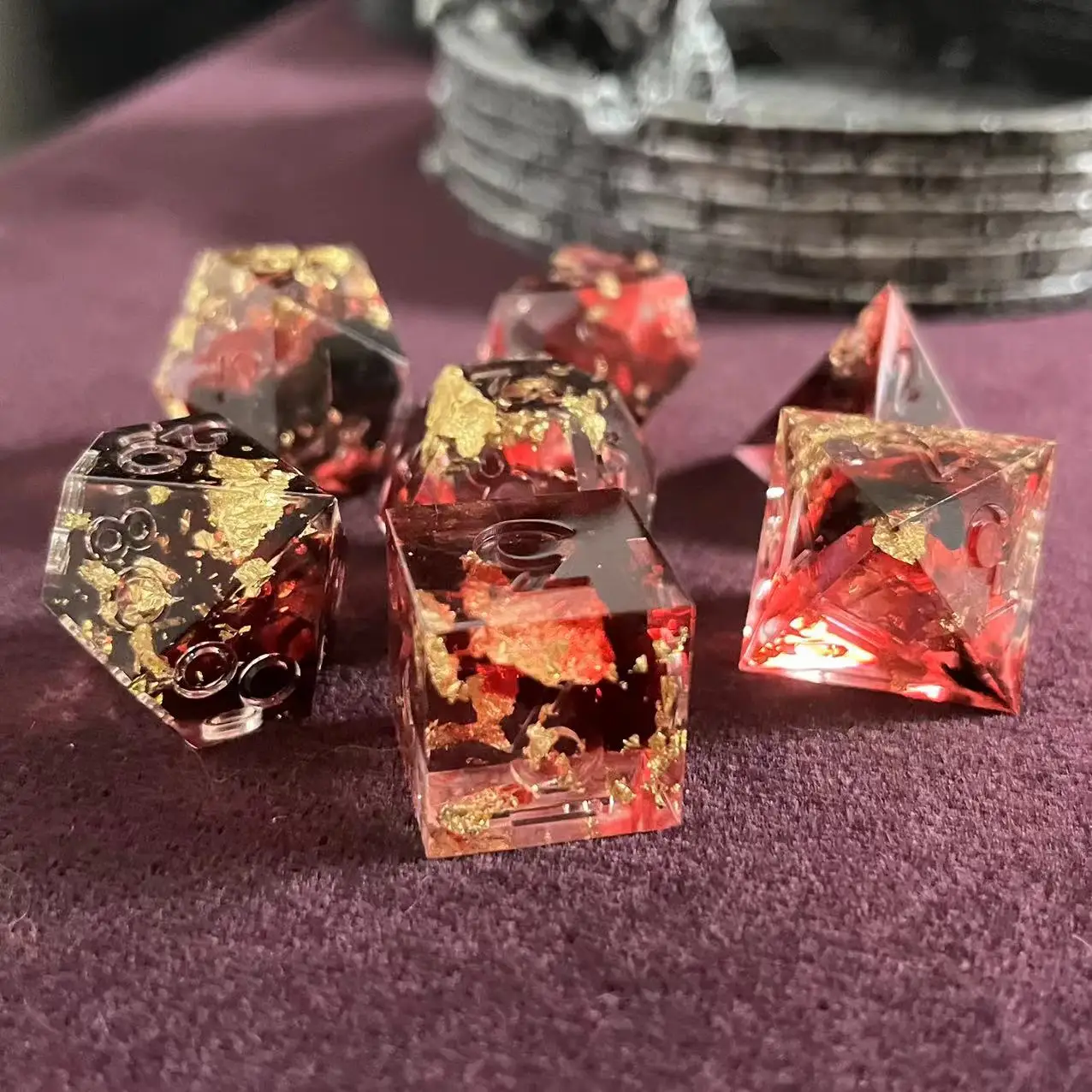 Halloween-Blood-Dices-Role-Playing-Dice-RPG-Resin-Dice-Set-wth-Gold ...