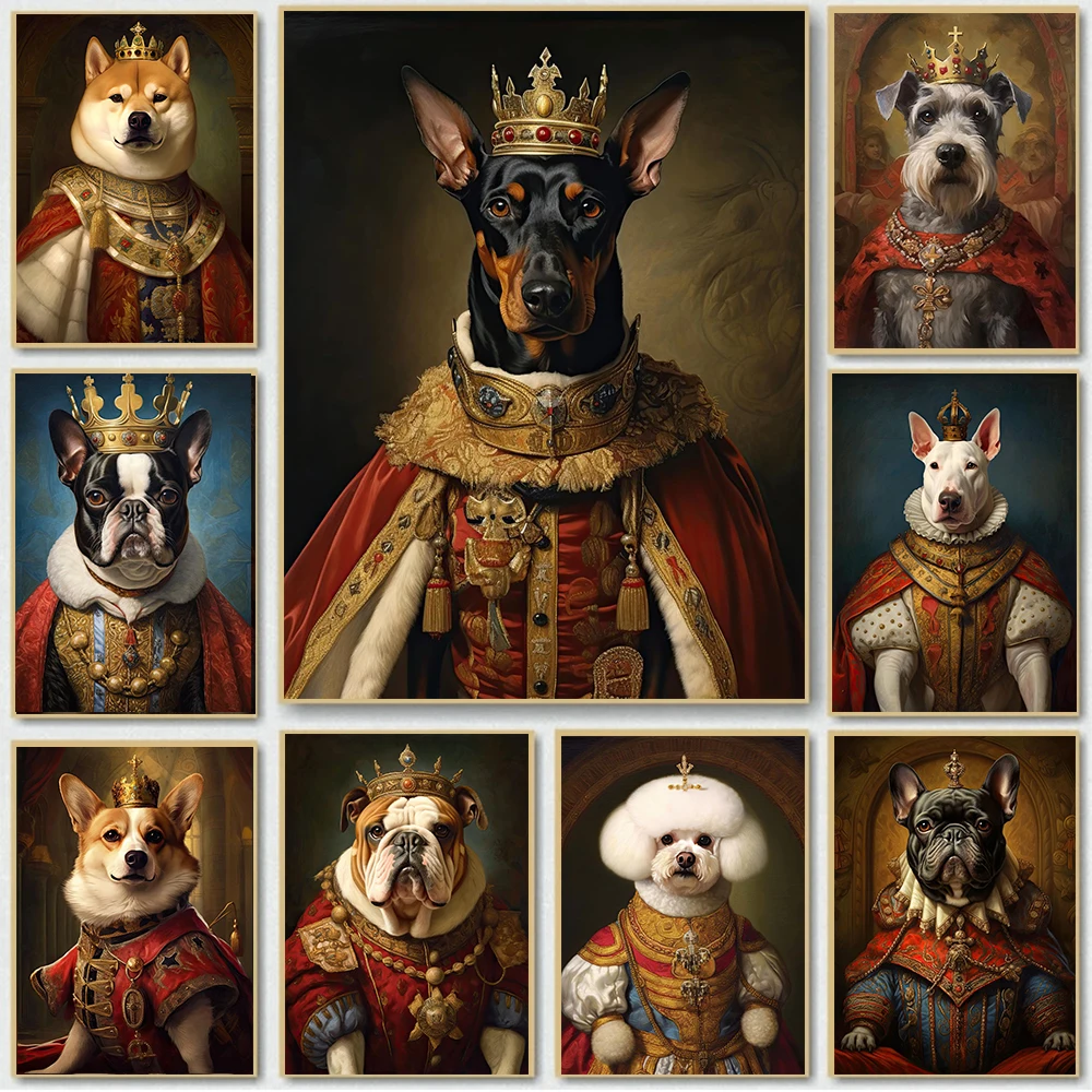 Pet-Portrait-Dog-King-Regal-Royal-Animals-Canvas-Paintings-Posters ...