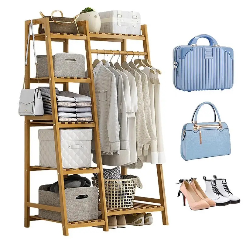 Clothes-Storage-Rack-Floor-Garment-Storage-Rack-With-Shelf-Shoes-Coats ...
