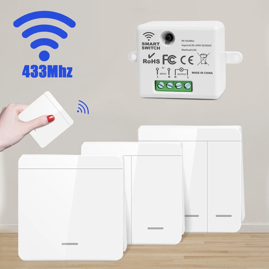 1/2/3 Gang Wireless Wall Switch Rf 433mhz Interruptor Light Switch ...