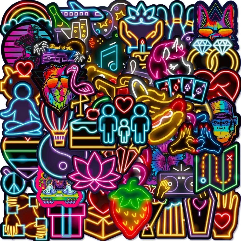 50PCS-Neon-Cool-Cartoon-Graffiti-Waterproof-Stickers-Creative ...