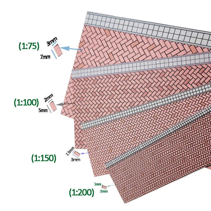 1-87-100-150-200-scala-modello-di-marciapiede-piatti-di-mattoni-a-terra ...