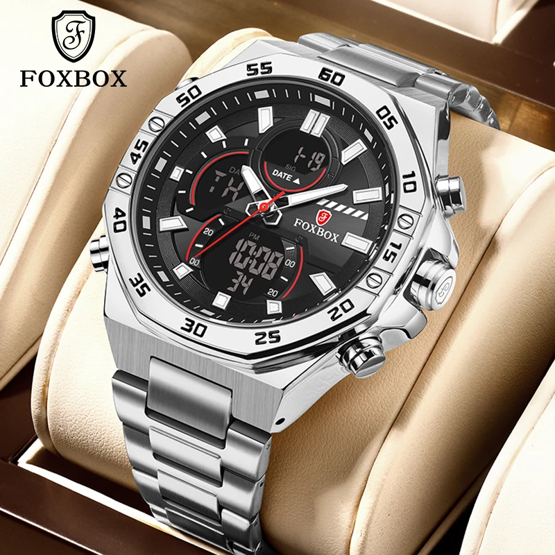 FOXBOX-2024-NEW-Watches-for-Men-Dual-Display-Digital-Male-Watch-Quartz ...