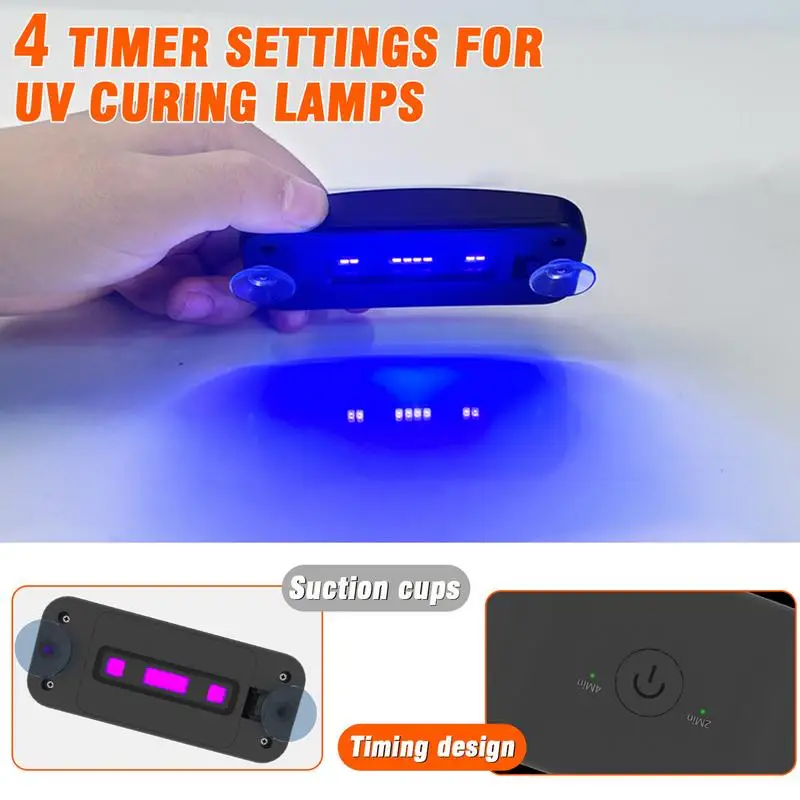 Car Glass Repair UV Light Auto Glass Resin Curing Lamp Suction Cup ...