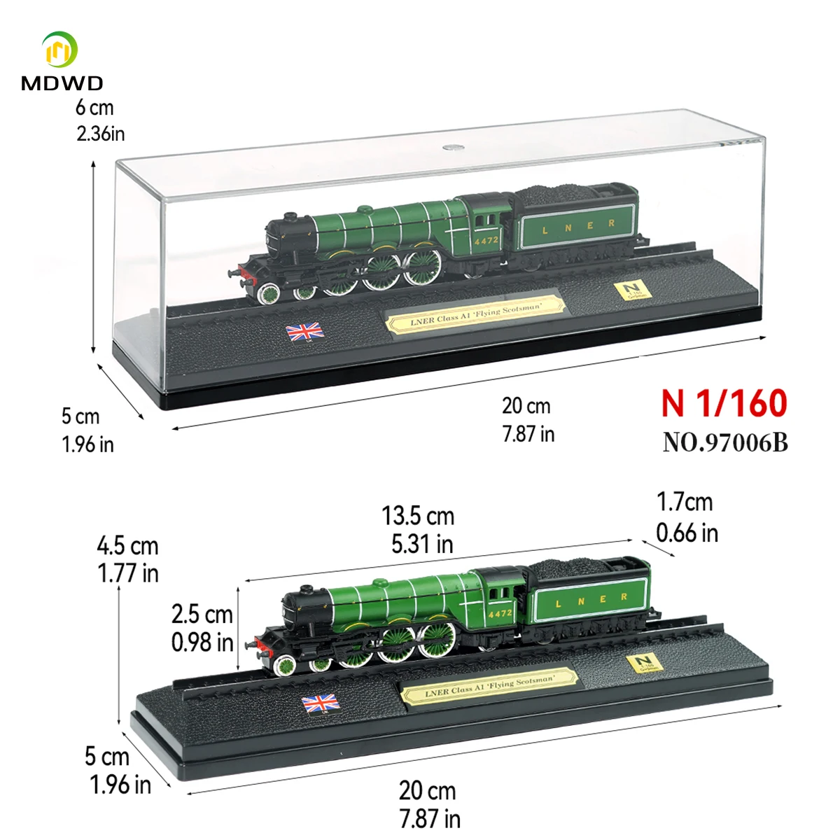 N Scale Model Railroad Locomotive with Base And Dustproof Display Case ...