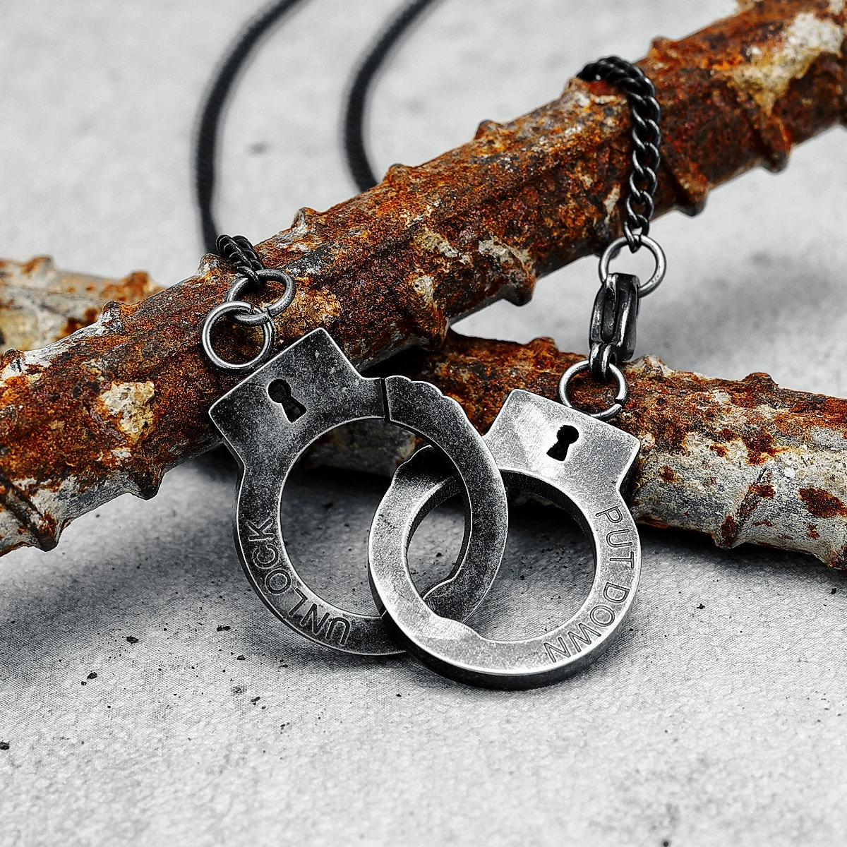 Handcuffs Necklace Stainless Steel Creative Hip Hop Rap Men Pendant ...