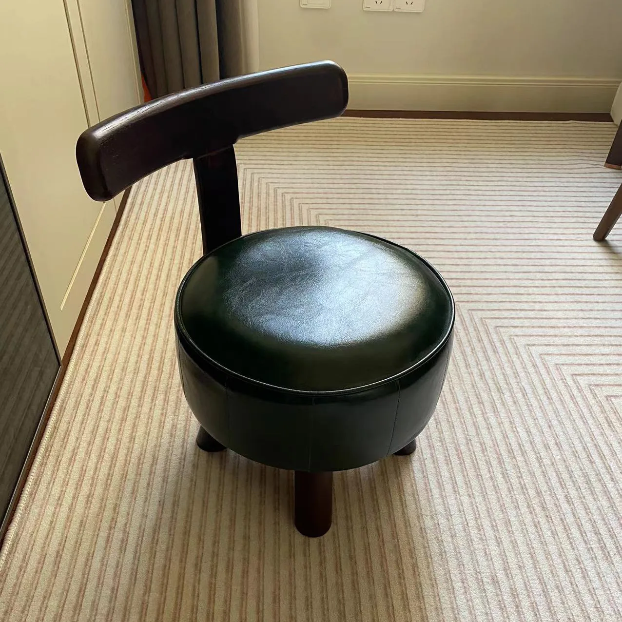 Solid-Wood-Swivel-Chair-Simple-Soft-cover-Backrest-Stool-Home-Living ...