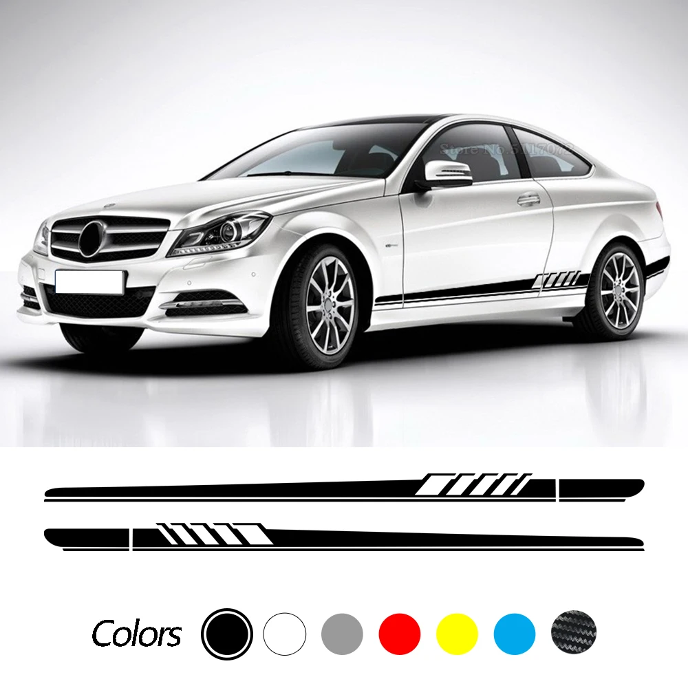 2pcs-Car-Side-Door-Sticker-Stripe-Skirt-Decals-Vinyl-Styling-For ...