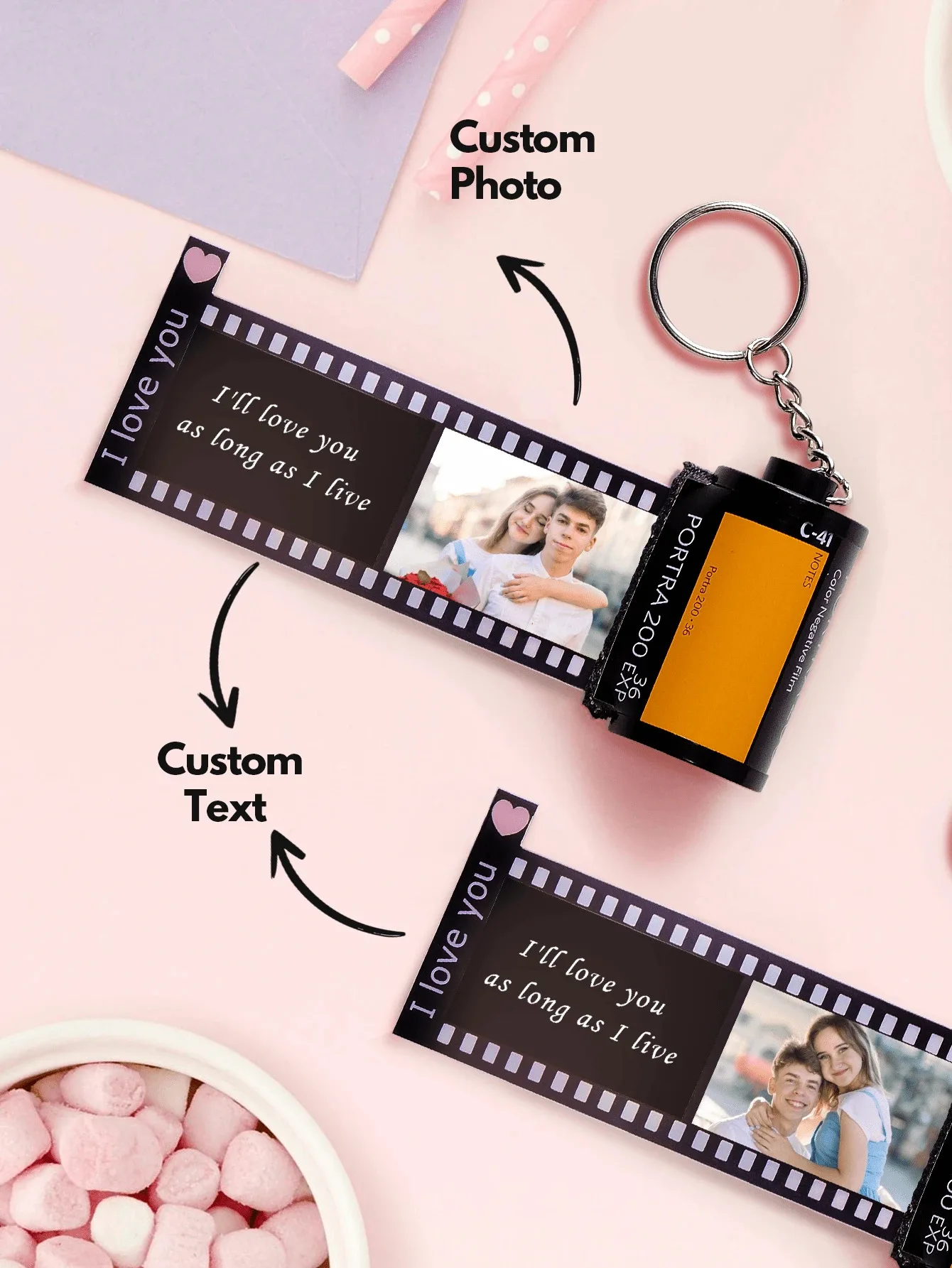 Custom-Text-and-Photo-Film-Roll-Keychain-Personalized-Camera-Memory ...