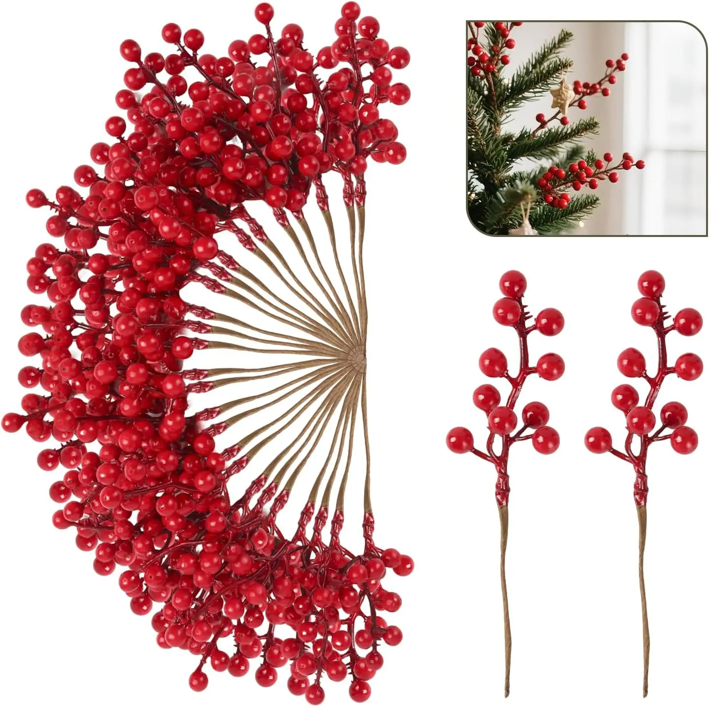 NEW Artificial Red Berries Christmas Tree Decoration For Home Vase ...