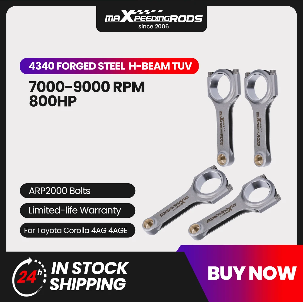 4Pcs-H-Beam-Conrods-Rods-ARP-2000-bolts-for-TOYOTA-Corolla-4AG-4AGE-GTS ...