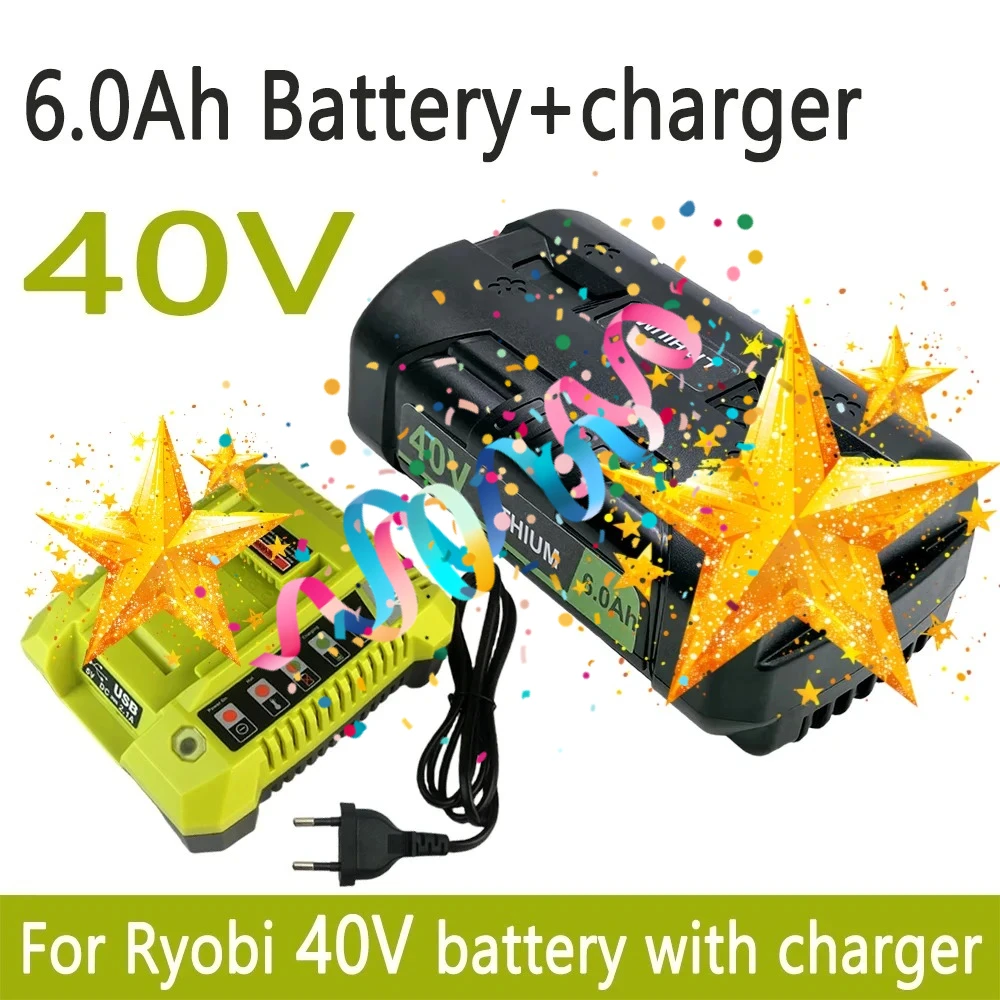 6.0/8.0AH For Ryobi 40V Li-ion Battery Charger, Compatible OP4030 ...