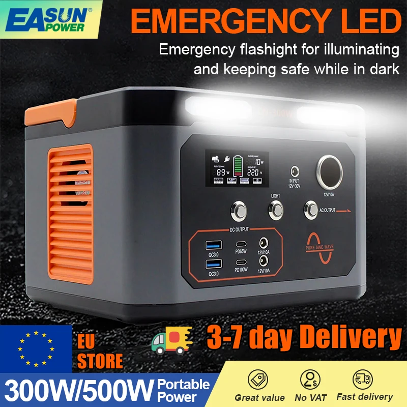 EASUN-Portable-Power-Station-300W-With-LiFePO4-Battery-320WH-Portable ...